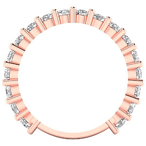 1.52 ct Brilliant Round Cut Clear Simulated Diamond 14k Rose Gold Eternity Wedding Engagement Promise anniversary Band Sz 6.5