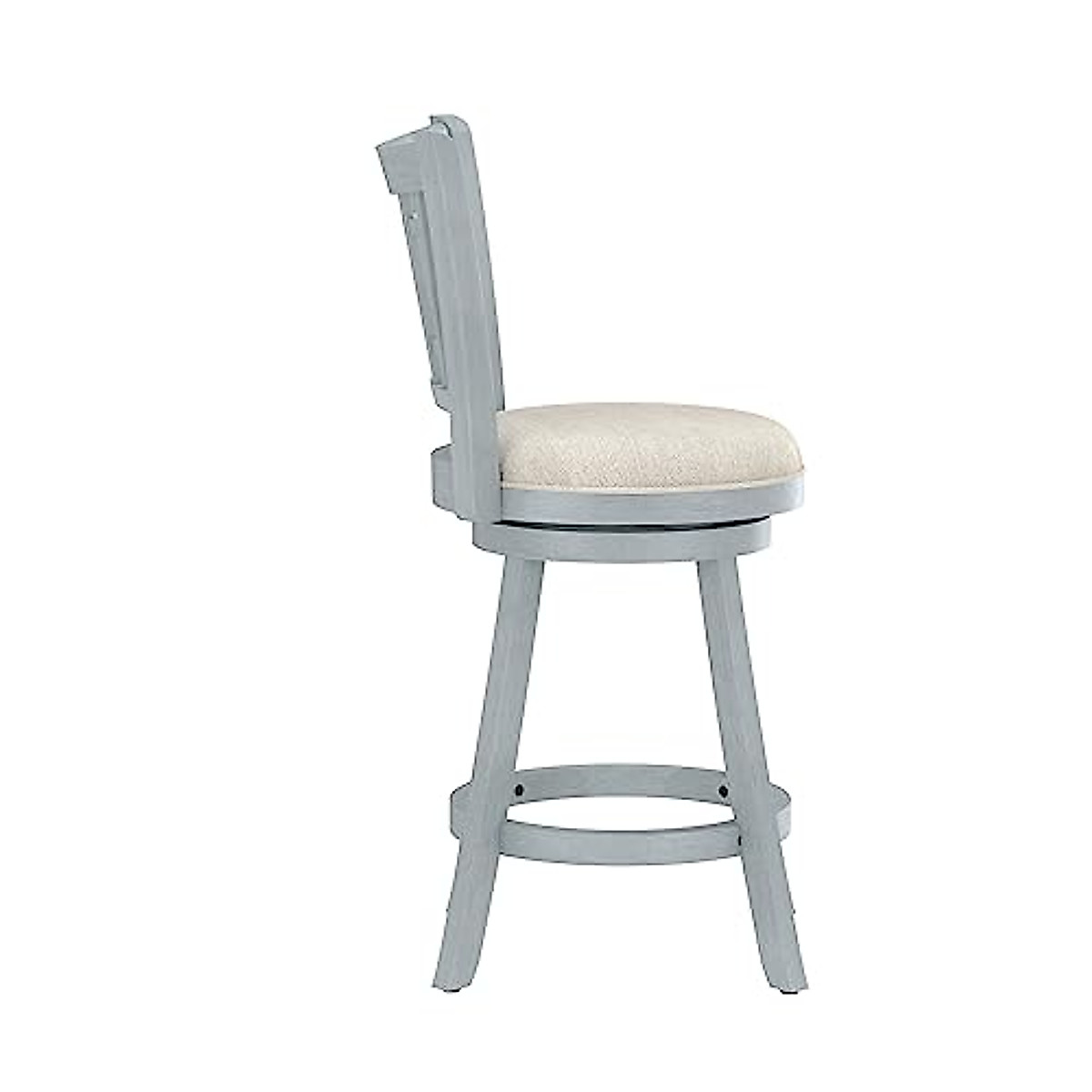 Hillsdale, Fairfox Wood Counter Height Swivel Stool with Rectangular Lattice Back, Blue Wire Brush