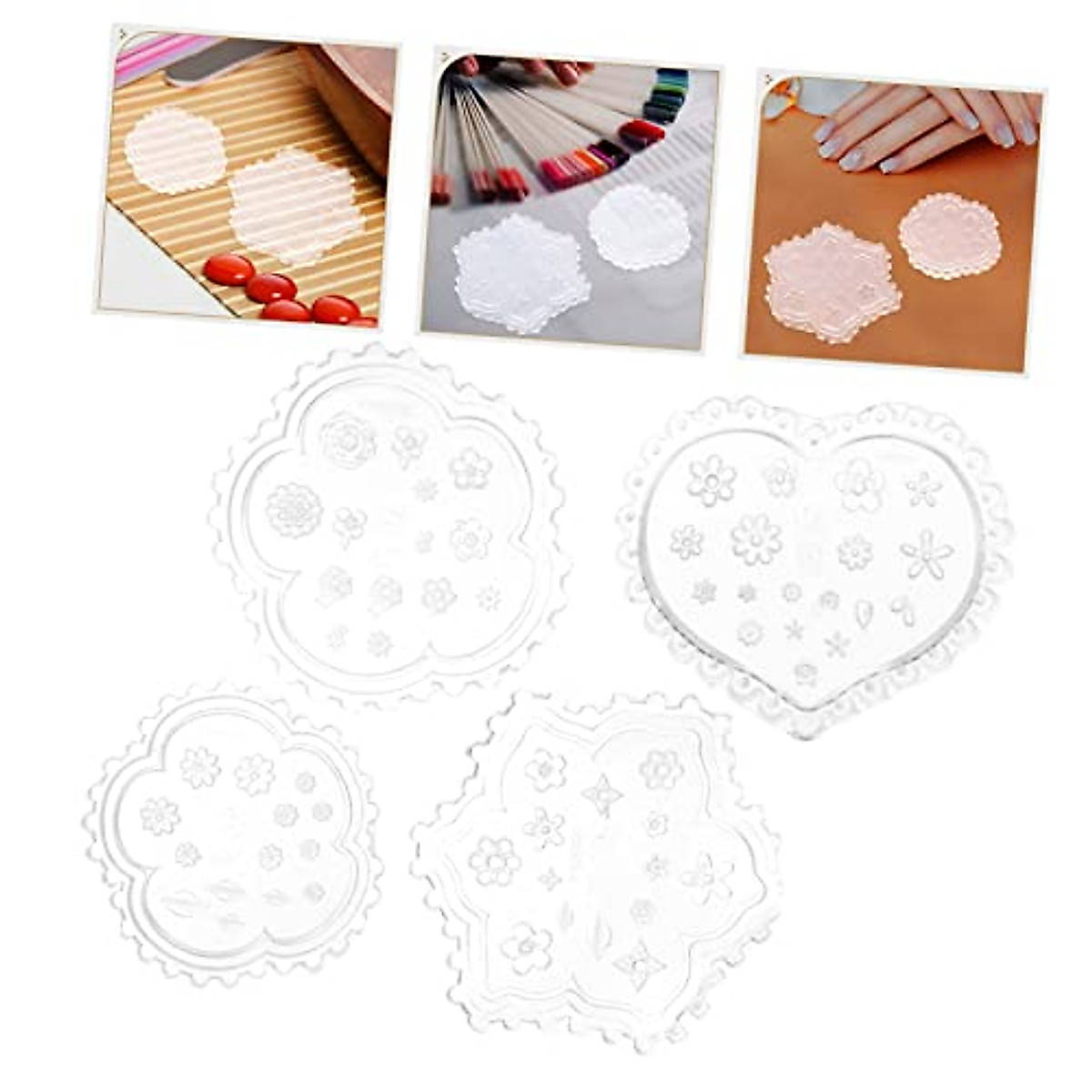 BETOOKY 4pcs 3D Carved Mold Chocolate Silicone Molds Trays Decorative Rose Stencil Mini Flowers Molds Flower Resin Molds Mini Flower Resin Mold DIY Nail Tools Decorative Molds Clay Molds