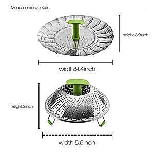 Cyrder Stainless Steel Lotus Steamer basket, Folding Steamer,BPA-Free,Green Kitchenware Accessory, Non-Scratch,Round