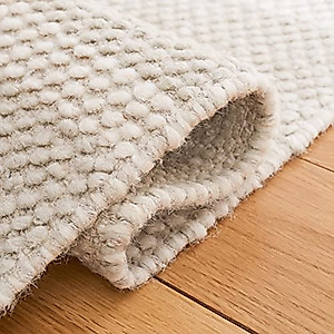 Safavieh Natura Collection 6&#039; x 9&#039; Ivory/Silver NAT225G Modern Contemporary Farmhouse Fringe Wool Area Rug