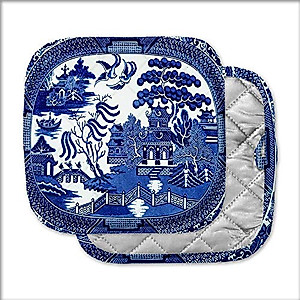Blue Willow Set of 4 Potholders