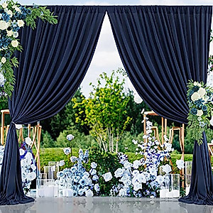 10x10 Navy Blue Backdrop Curtain for Parties Wrinkle Free Photo Curtains Backdrop Drapes Fabric Decoration for Wedding Birthday Party Baby Shower 5ft x 10ft,2 Panels