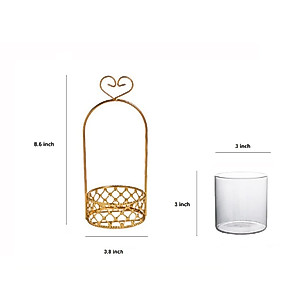 Suugly ZHSMYUP Coffee Spoon Dessert Fork Holder Utensil Crocks Flatware Organizer Tabletop Centerpiece Peach Heart Flower Pot Basket Home Decor for Coffee Bar Dining Room Kitchen (Clear Glass)