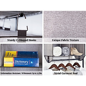 StorageWorks Hanging Closet Organizer with Garment Rod, 4 Section Closet Hanging Shelves, Fabric, Mixing Brown and Gray, 24 ½”W x 12 ¼”D x 28”H