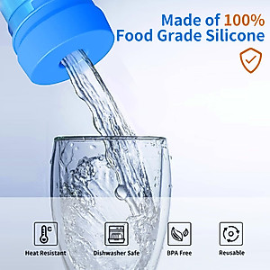 SEVCHY 3 and 5 Gallon Water Jug Cap, Reusable Food Grade Silicone Replacement Cover for 55mm Opening Water Jug Lid, Non Spill Water Bottle Caps - pack of 3