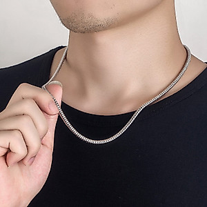 Dankadi Italy 925 Sterling Silver Snake Chain Necklace Men & Women 3MM-4MM Rolo Link Round Chain Chokers 16 "18 "20" 22 "24" 26 "28" 30" Unisex Fine Jewelry Gift (4MM, 24 inches)