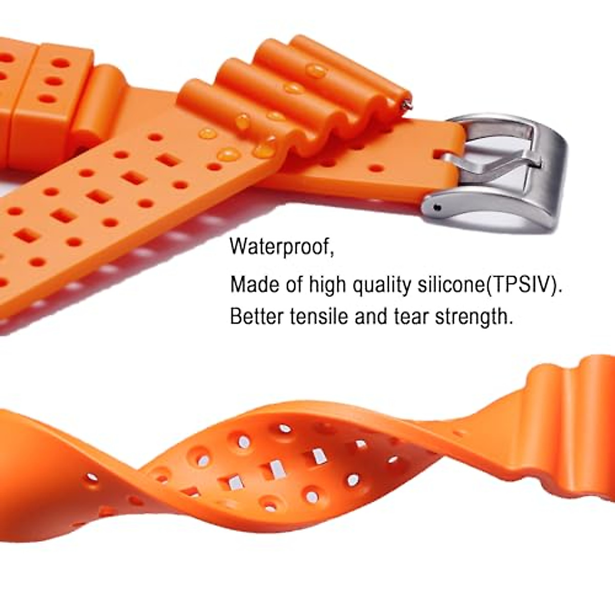 Carty Silicone Watch Band 20mm Premium Quality Waterproof Rubber Quick Release Watch Straps for Men Black Black Buckle