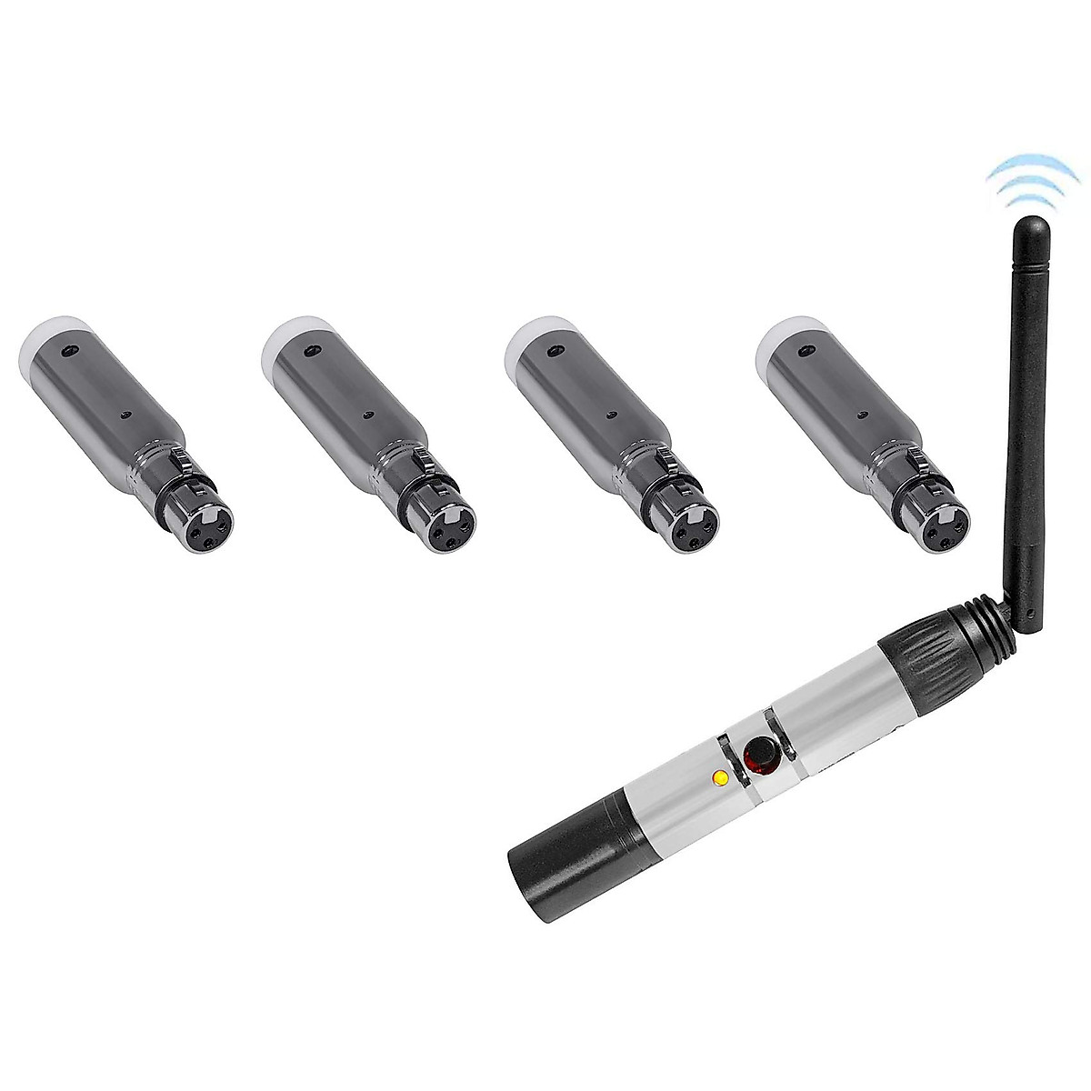 Rockville DMX-WTR Rechargeable Wireless DJ DMX Lighting Transmitter+4) Receivers