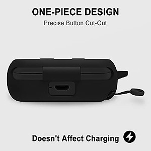 Geiomoo Silicone Case Compatible with Skullcandy Dime, Portable Scratch Shock Resistant Carrying Cover with Carabiner (Black)