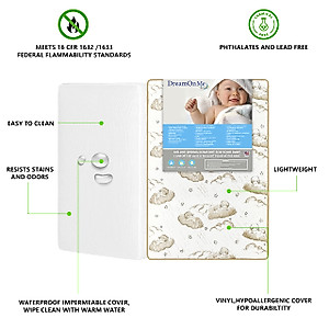Dream On Me 2-In-1 Breathable Two-Sided Portable and Mini Crib Coil Mattress