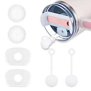 6Pcs Silicone Spill Proof Stopper for Stanley Cup 2.0 40oz/30oz Tumbler Leakproof Spill Stopper Set - 2 Straw Cover Sets, 2 Square Spill Stoppers,2 Round Leak Stoppers (6 PCS transparent)