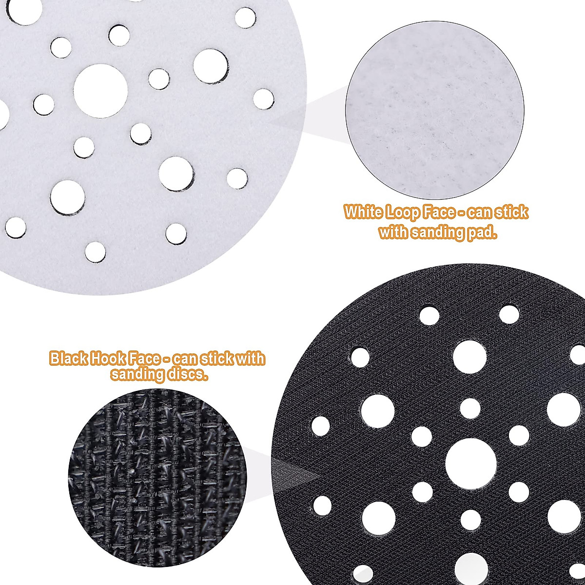 SIJDIEE 5 Pack Interface Pads, 6 Inch 25 Holes Hook and Loop Soft Density Sponge Cushion Buffer Backing Pad, Foam Sanding Interface Pads for Orbital Sander Automotive Woodworking Polishing