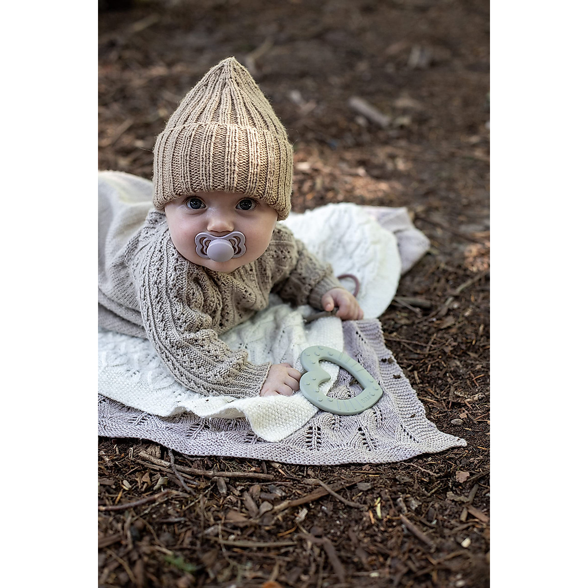 BIBS Baby Bitie Teether | BPA Free | Made in Denmark, Heart, Peach