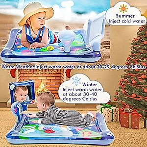 AURUZA Inflatable Tummy Time Mat - Baby Toys for 3 6 9 Months Infant Sensory Development, Tummy Time Toys for Baby Gifts, Great Gift Idea for Newborns