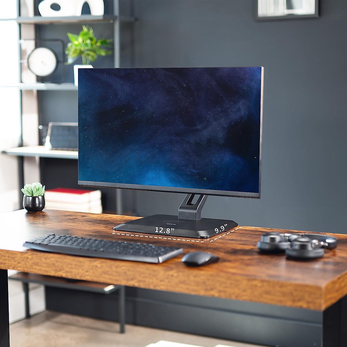 VIVO Premium Single 17 to 32 inch VESA Monitor and Touch Screen Desk Stand with Rotating Base, Freestanding Pneumatic Height Adjustable Arm, Black, STAND-V001R