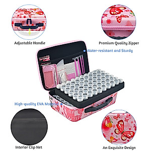 LIRUNQIU Diamond Painting Storage Containers, 120 Slots Diamond Art Accessories and Tools Kits Storage Box(Pink)