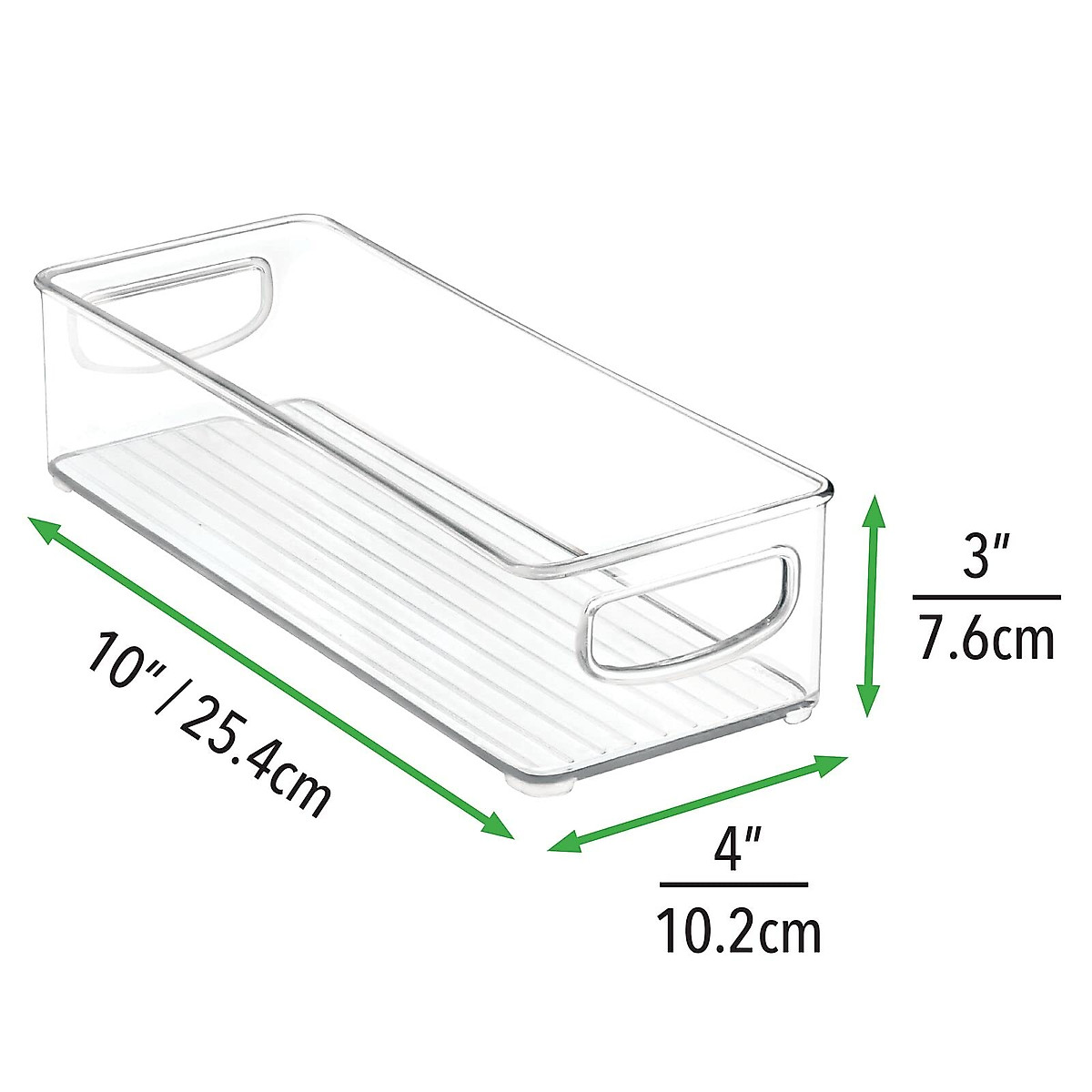 mDesign Small Plastic Bathroom Storage Container Bins with Handles for Organization in Closet, Cabinet, Vanity or Cupboard Shelf, Accessory Organizer for Hair Tools - Ligne Collection - 2 Pack - Clear