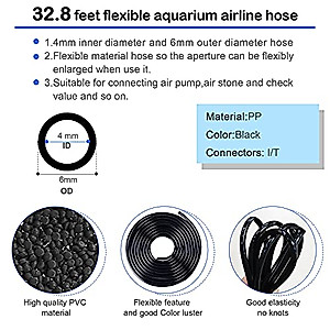 32.8 feet Aquarium Airline tubing Hose 10 air Stone for Fish Tank 10 Aquarium one Way air Check Value for Fish Tank 10 Aquarium Suction Cups 5 Each Aquarium air Controller and I T Hose connectors