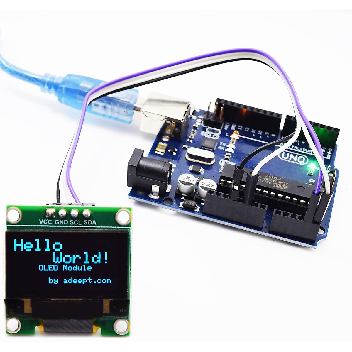 Adeept 4pcs 0.96 Inch OLED Module 12864 128x64 SSD1306 IIC I2C Serial Self-Luminous Display Board Compatible with Arduino Raspberry Pi and MCU(Blue) - Pins Soldered