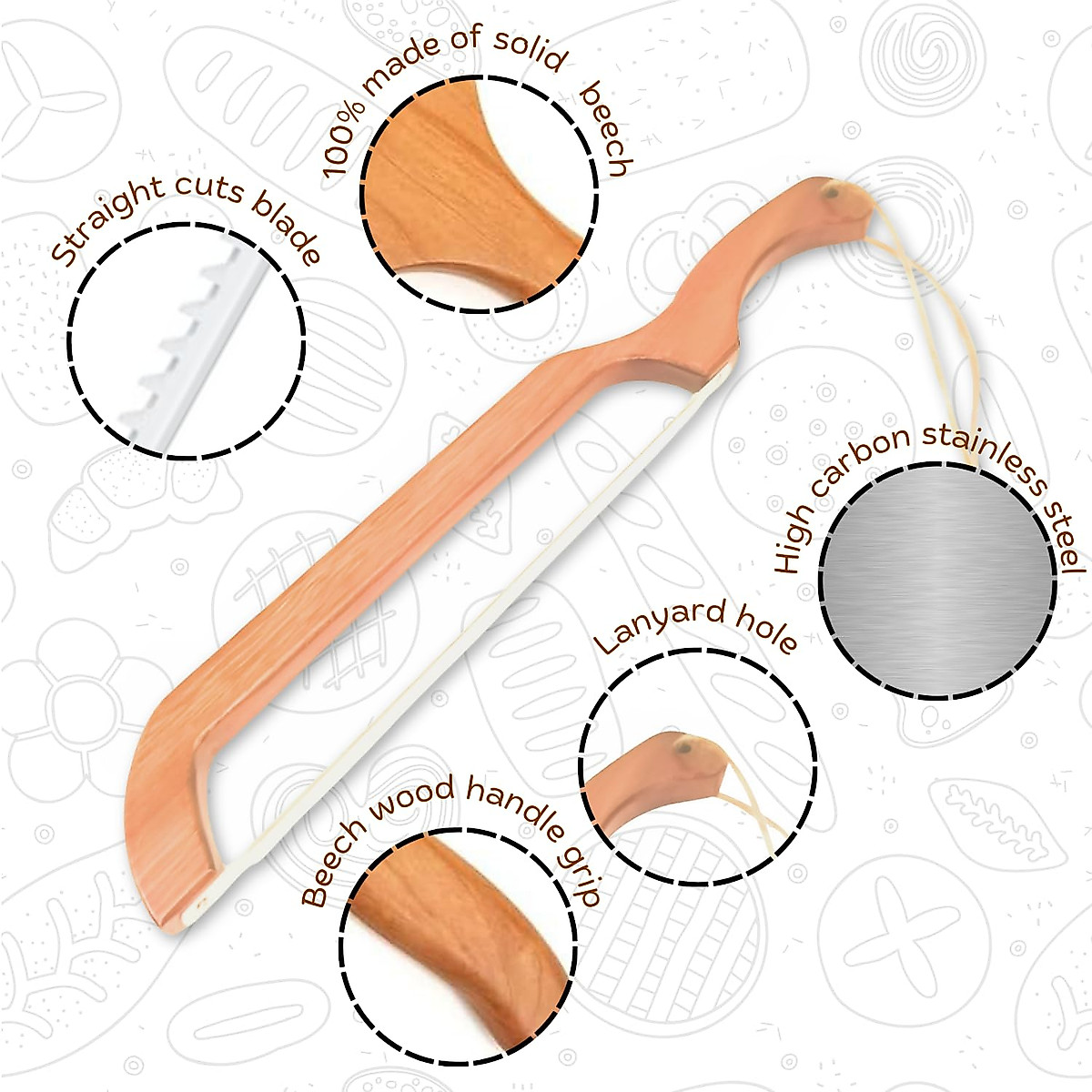 Bread Knife, Bread Bowl Knife - Premium Stainless Steel 15.7" Serrated Bread Knife for Homemade Bread - Suitable for Sourdough Bread, Bagels