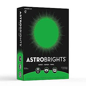 Neenah Astrobrights Color Paper, 8.5” x 11”, 24 lb/89 GSM, Gamma Green, 500 Sheets (21548)