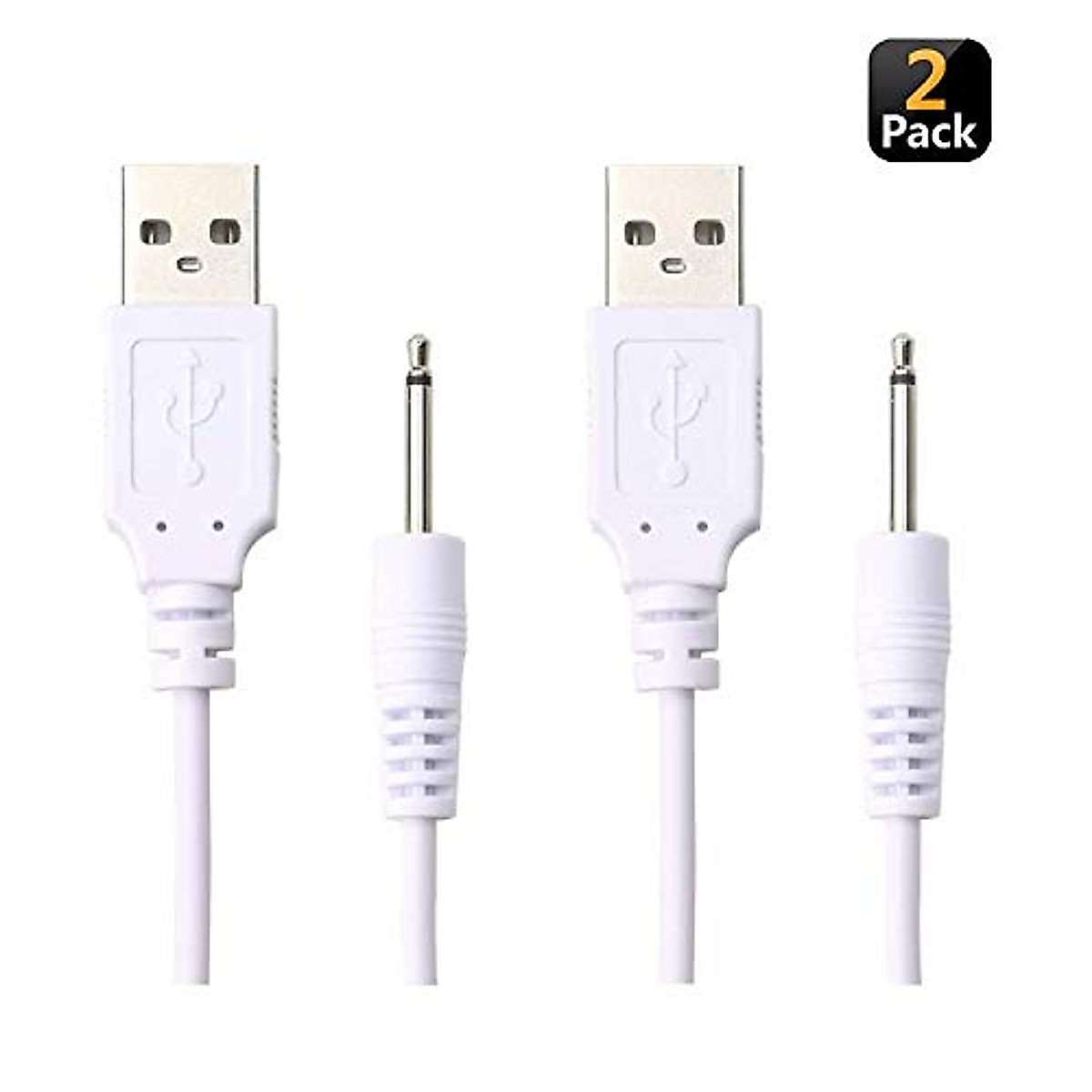 VibeMax Replacement DC Charging Cable | USB Charger Cord - 2.5mm (2 Pack)