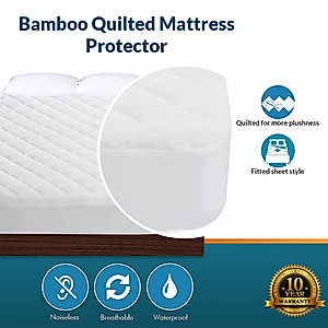 Mini Crib Mattress Protector 100% Waterproof, Noiseless – Viscose Made from Quilted Ultra Soft White Terry Fitted Sheet Style (27”X39”)