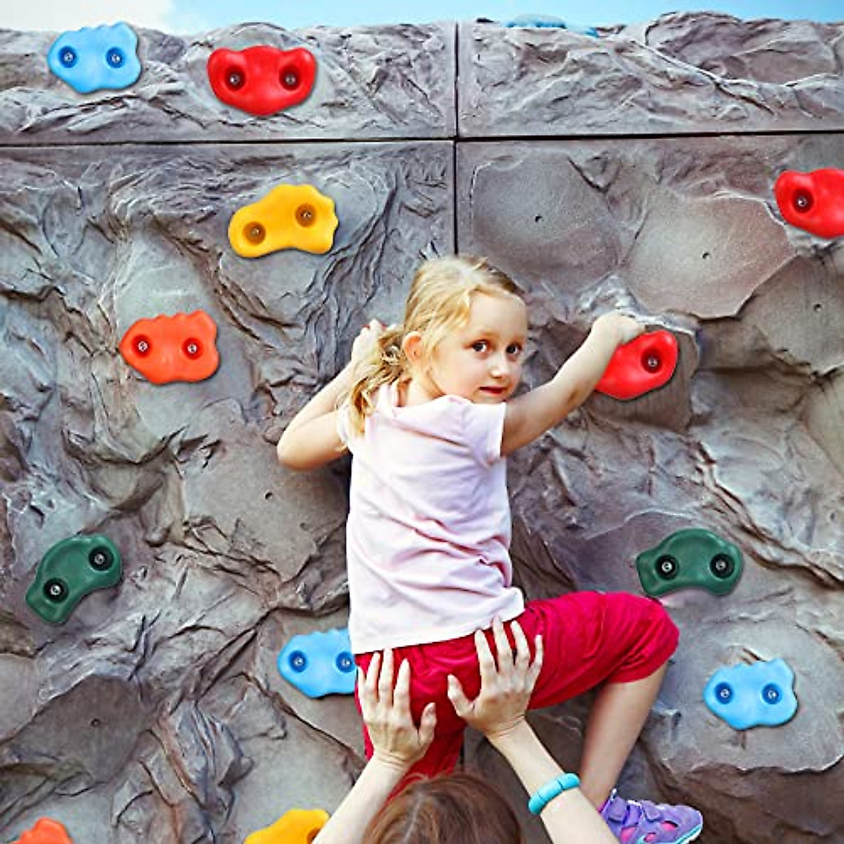 HAPPY MOTTE 25 Rock Climbing Holds for Kids Climber with Hardware, Rock Wall Holds Climbing Rock Wall Grips for Indoor and Outdoor Playground Play Set