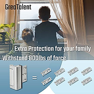 GreaTalent 3PACK Home Security Door Reinforcement Lock Childproof, Add High Security to Home Prevent Unauthorized Entry, Aluminum Construction Finish, Silver