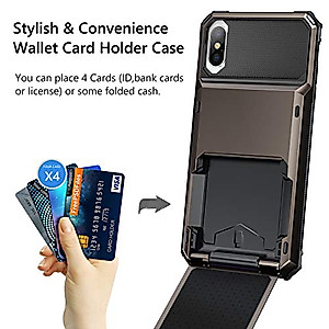 Vofolen Case for iPhone XS Max Case Wallet ID Slot Credit Card Holder Scratch Resistant Dual Layer Protective Bumper Rugged TPU Rubber Armor Hard Shell Case Cover for iPhone XS Max 10S Max (Gun Color)