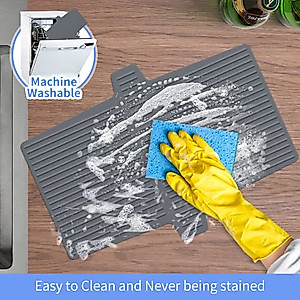 Bligli Silicone Sink Divider Mat, Large Durable Sink Saddle Pad with No Suction Cup, Kitchen Divided Sink Protector Mat for Glassware Dishes, Easy to Clean and No Smell, 12.8" x 17.6" (Grey,1 PACK)