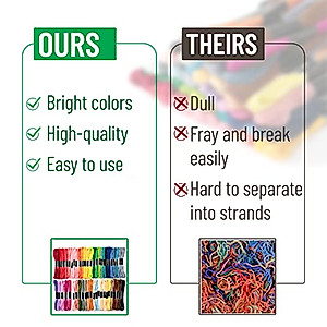 Mr. Pen- Embroidery Floss, 50 Skeins, Rainbow Colors Embroidery Thread with 5 Needles, Cross Stitch Thread, Friendship Bracelet String, Thread for Bracelet Making, Craft String, Strings for Bracelets