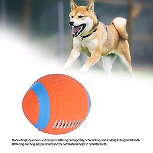 Dog Chew Toys, Squeaky Latex Dog Toy Balls Football Rugby Fetch Dog Interactive Toy with Crinkle Pape for Small Medium and Large Dogs