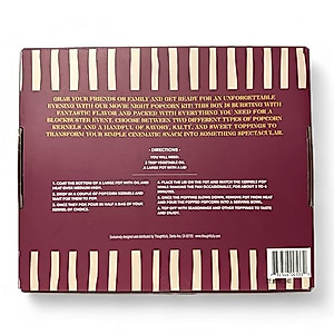 Thoughtfully Gourmet, Movie Night Popcorn Set, Includes Yellow and Mixed Popcorn Kernels, 10 Paper Popcorn Bags, 5 Popcorn Seasonings & Toppings