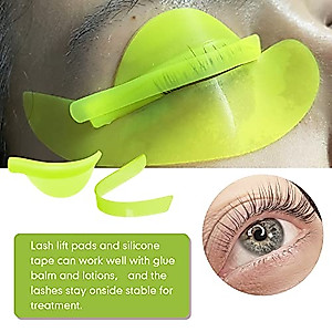 Lash Lift Pads, PERMANIA 3 in 1 Silicone Eyelash Lift Shield for Lash Perm Kit, Reusable Eye Patches & Eyelash Lifting Ribbon Curlers Fit Eyes Lash Lift Covering DIY at Home (Yellow)