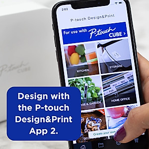 Brother P-Touch Cube Smartphone Label Maker, Bluetooth Wireless Technology, Multiple Templates Available, Apple & Android Compatible - Blue