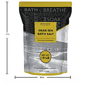 Aromasong Dead Sea Salt - Spa Bath Salt - 19 Lbs Fine Grain Bulk - 100% Pure - Better Absorbing Than Epsom Salt - Soak for Women & Men for Skin Issues and to Relax Tired Muscles - Resealable Pack.