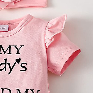 SUNNY PIGGY Infant Girl Clothes Short Ruffle Sleeve Romper Onesis 3 Month Baby Girls’ Clothing Floral Cotton Pant Sets 6 Month Girl Clothes Pink