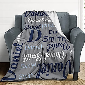 Personalized Baby Blankets for Boys, Custom Blanket with Name Flannel Toddler Throw Blanket Baby Essentials Personalized Gifts for Kids, Baby Newborn, Newmom, Adults