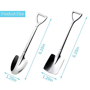 6 Pack Stainless Ice Cream Spoons, Shovel Spoons, Watermelon Spoon Reusable Small Spoon for Tea Dessert Home Kitchen Party Restaurant Party Supplies (Silver)