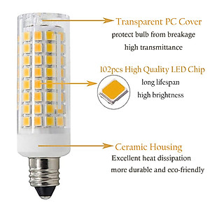 E11 LED Bulb Dimmable, 75W Halogen Bulb Replacement, LED E11 Mini Candelabra Base, Replaces T3/T4 JD E11, 360 Degree Beam Angle, AC110V-130V, for Indoor Decorative Lighting (Warm White 4-Pack)
