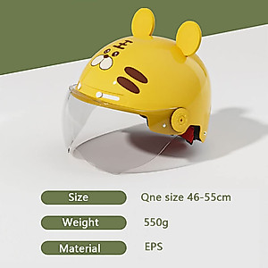 Children's Cat Ears Motorcycle Half Helmet, Retro Electric Open Face Scooter Helmet with Visor DOT Approved Anti-Collision Bike Moped Cruiser ATV Street Helmet for Youth Kids -C