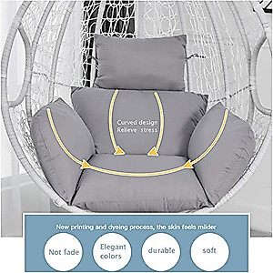 Rlosqvee Waterproof Hanging Chair Cushion, Thicken Washable Swing Cushions for Hanging Egg Chair Patio Garden Hanging Basket Chair Seat (Light Gray)