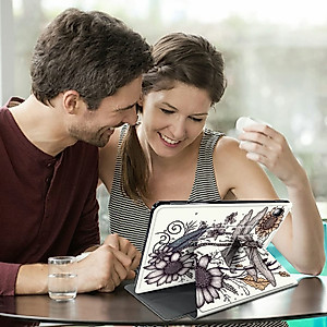 FUYOCWE Case for Samsung Galaxy Tab A8 Case 10.5 Inch Tablet 2022 Model SM-X200/X205/X207,360 Degree Rotating Swivel Anti Slide Stand Flip Smart Cover Case-Dragonfly Flower Drawing yyyy