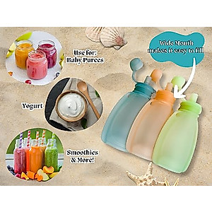 Eco Mama Shop: Toddler Reusable Silicone Food Pouches, 3 Pack, Squeeze Pouches for Kids, Refillable Pouches for Applesauce Yogurt and Purees, Baby Food Feeder