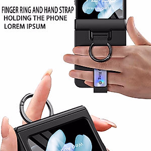 MistWorld for Samsung Galaxy Z Flip 5 Case with Spring Hinge, Hand Strap Finger Ring, Sub Screen Protector Film, Galaxy Z Flip 5 2023 Slim Case for Samsung Z Flip 5 Shockproof Phone Case Cover