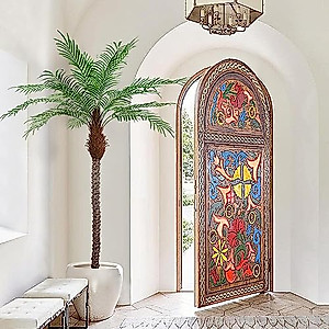 AnTing Artificial Palm Tree 8.5ft Tall Trees Plants 18 Leaves 102in Outdoor Palm Trees for Outside Patio Trees for Decor (Set of 2)