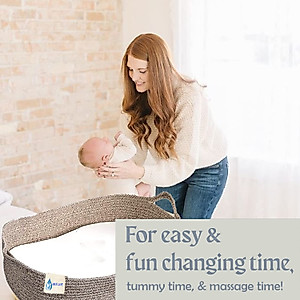 Shelf Basket - Changing Basket - Cotton Rope Changing Table Topper Storage Basket, Thick Foam Pad with Removable Cotton Cover - Storage Bag and Plush Blanket- Diapers Changing Basket