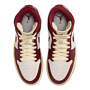 Jordan Womens AJ1 MID SE Shoes,Team Red/University Red-sail,10.5